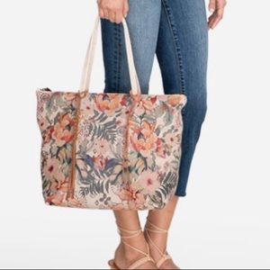 Johnny Was | Bags | Johnny Was Floral Printed Genuine Leather Zip Tote ...
